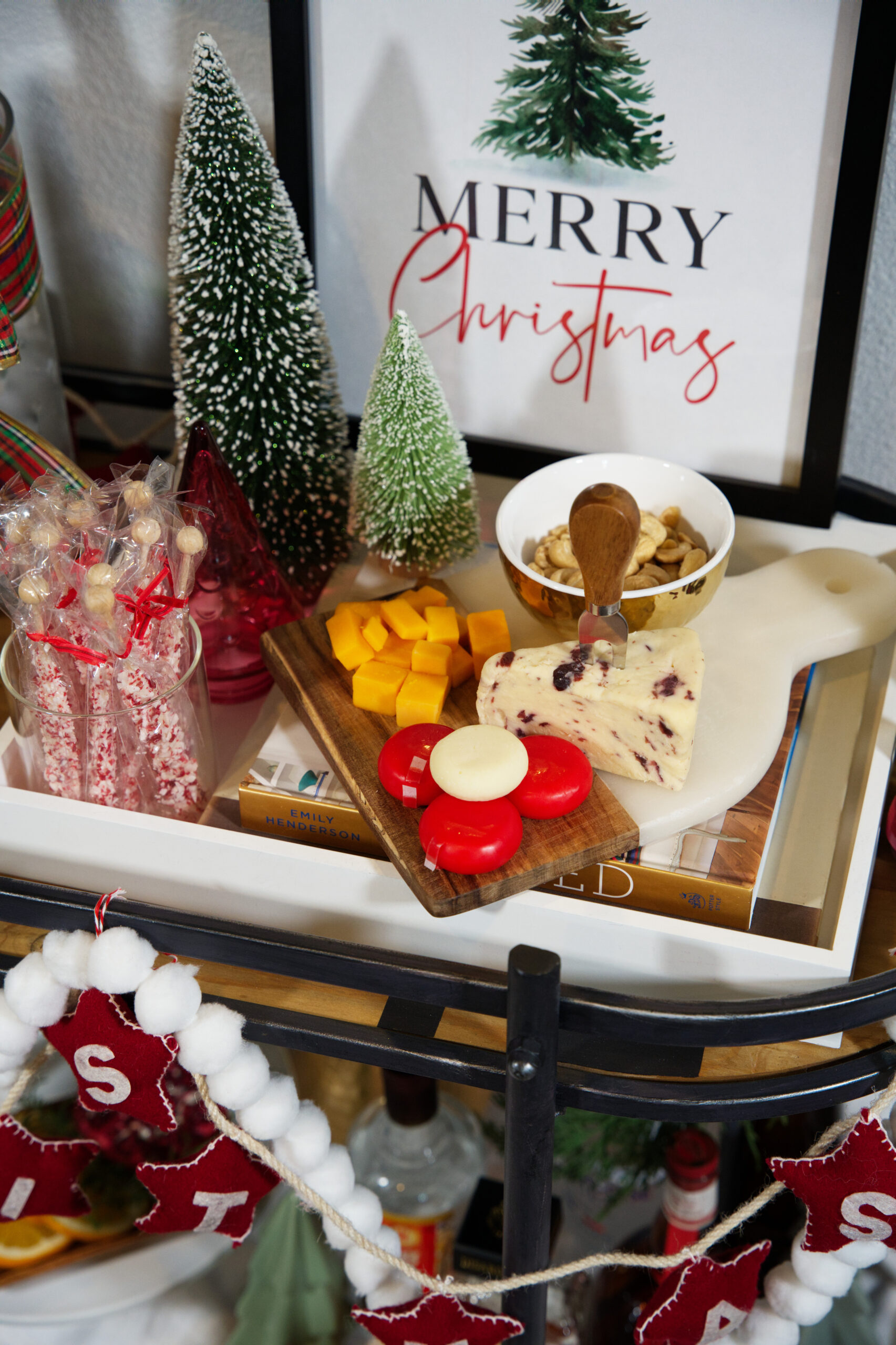Sapphire + Co - Easy Christmas Bar Cart for Holiday Entertaining