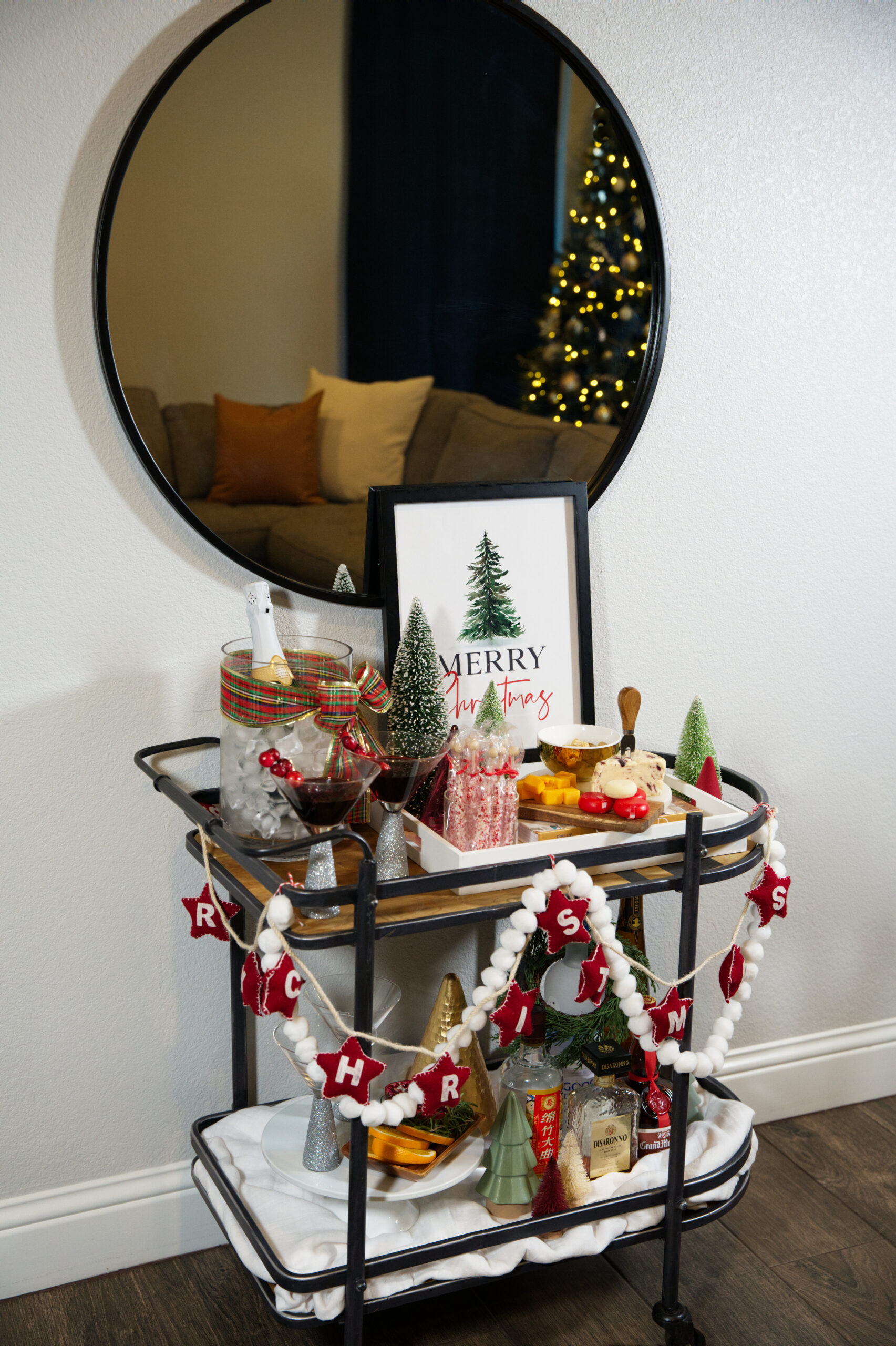 Sapphire + Co - Easy Christmas Bar Cart for Holiday Entertaining